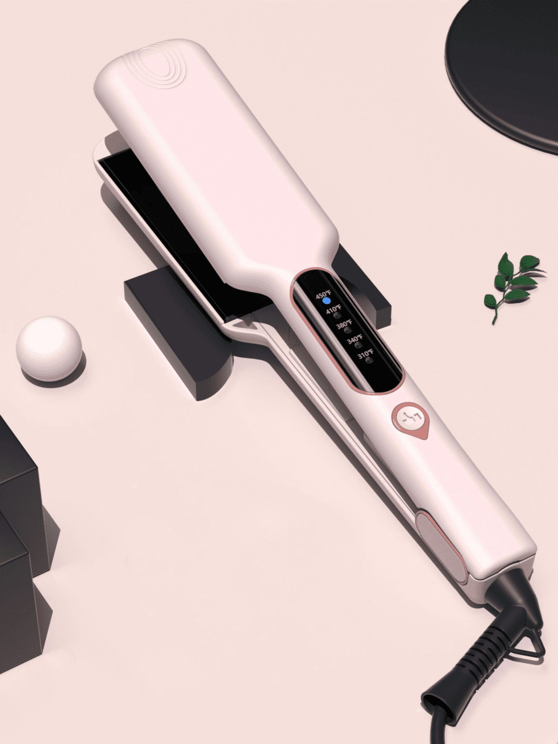 1PC Black Wide Titanium Flat Iron For Thick & Curly Hair, 2 Inch Fast ...