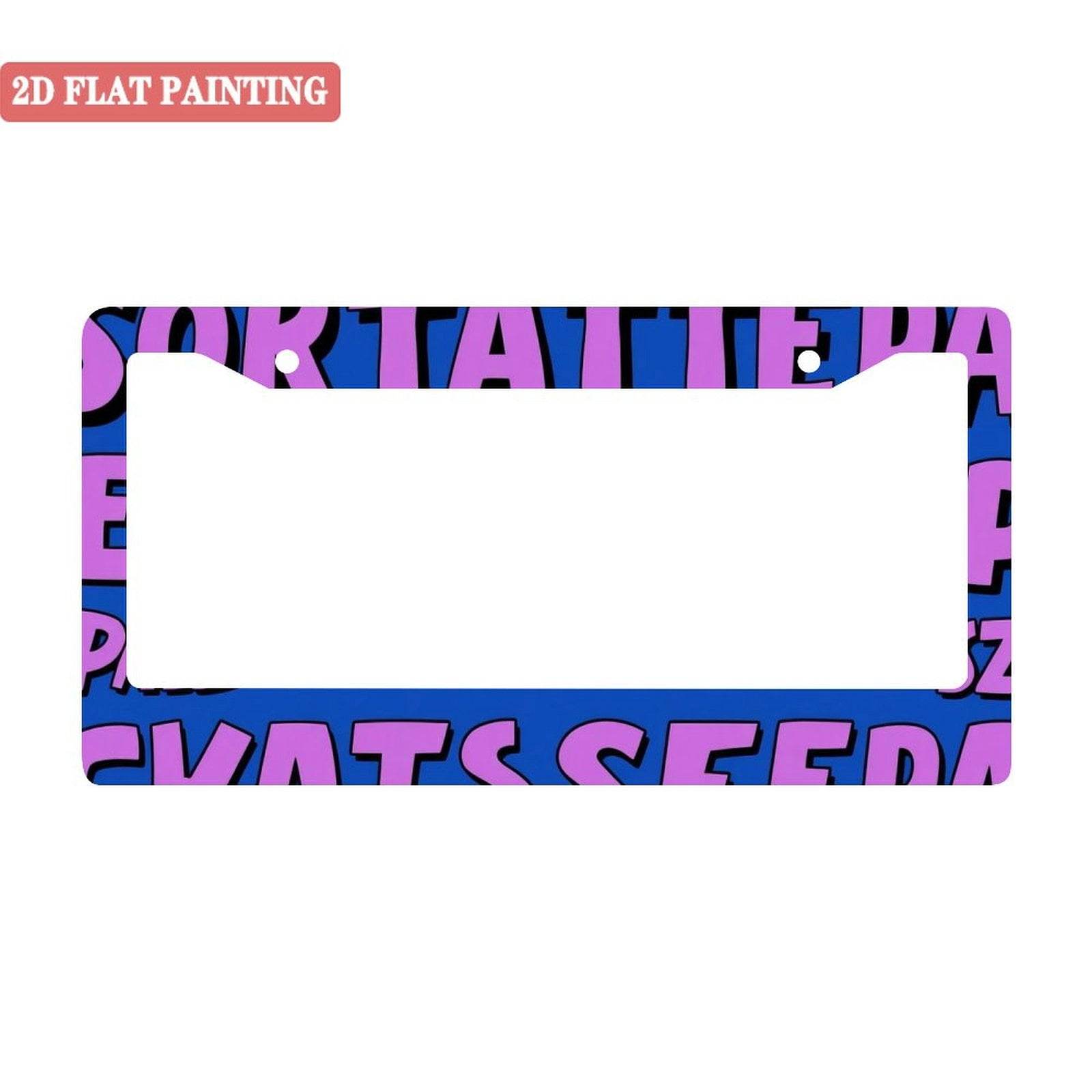 1PC Blue and Purple Graffiti - Style Text Car License Plate Frames with ...