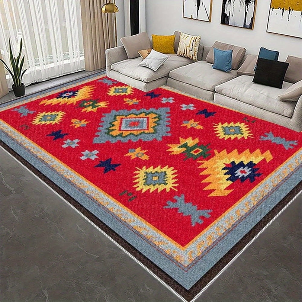 1PC Bohemian Style Area Rug Partial Carpet, Lightweight Washable Easy ...