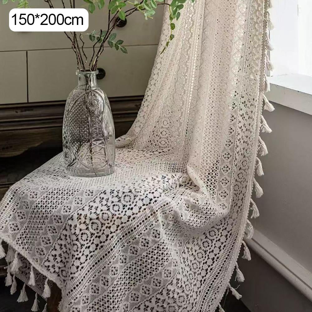 1PC Boho Crochet Curtains for Living Room Lace Curtains Vintage Tassel ...