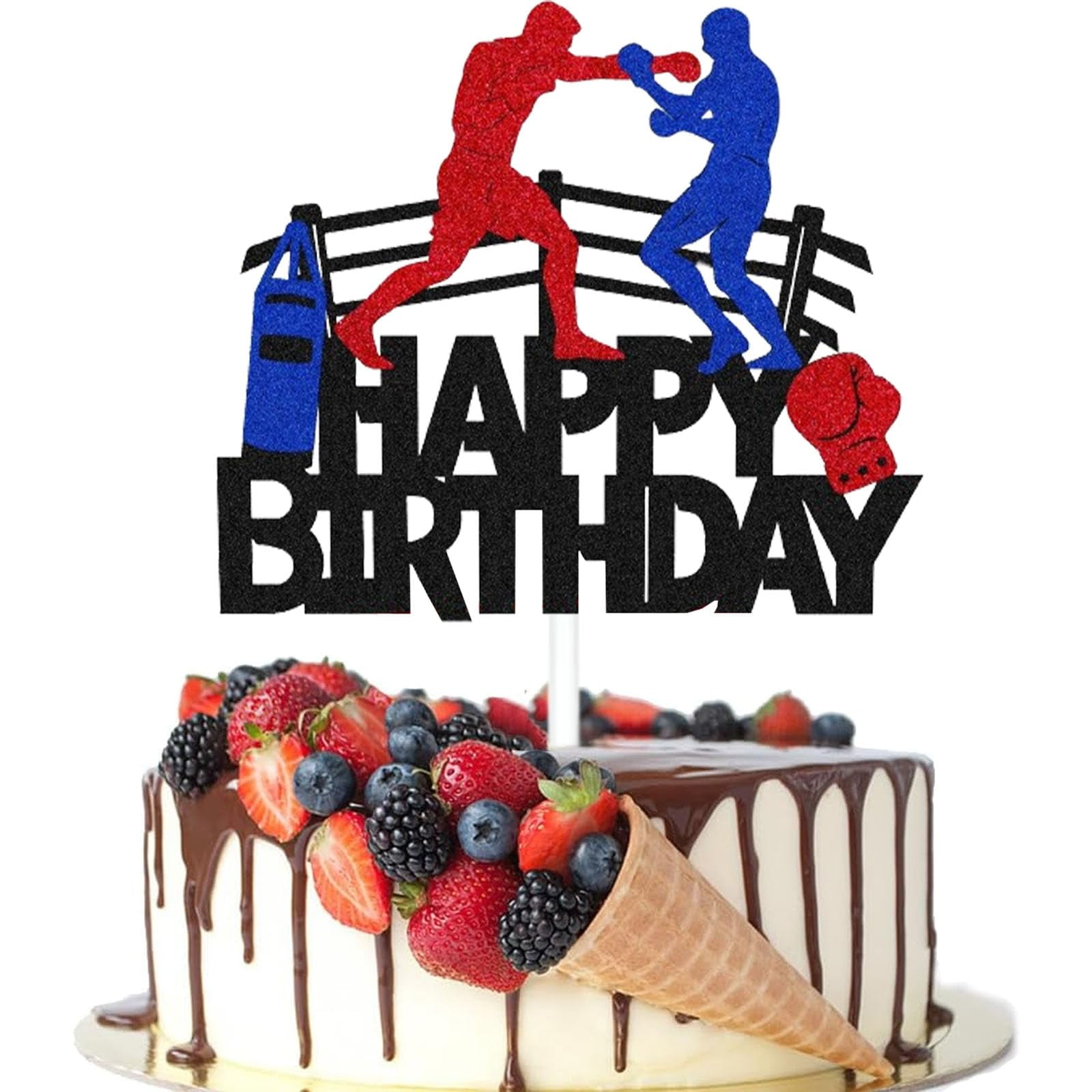 1PC Boxing Happy Birthday Cake Topper, RST1 Boxing Gloves Theme Cake ...