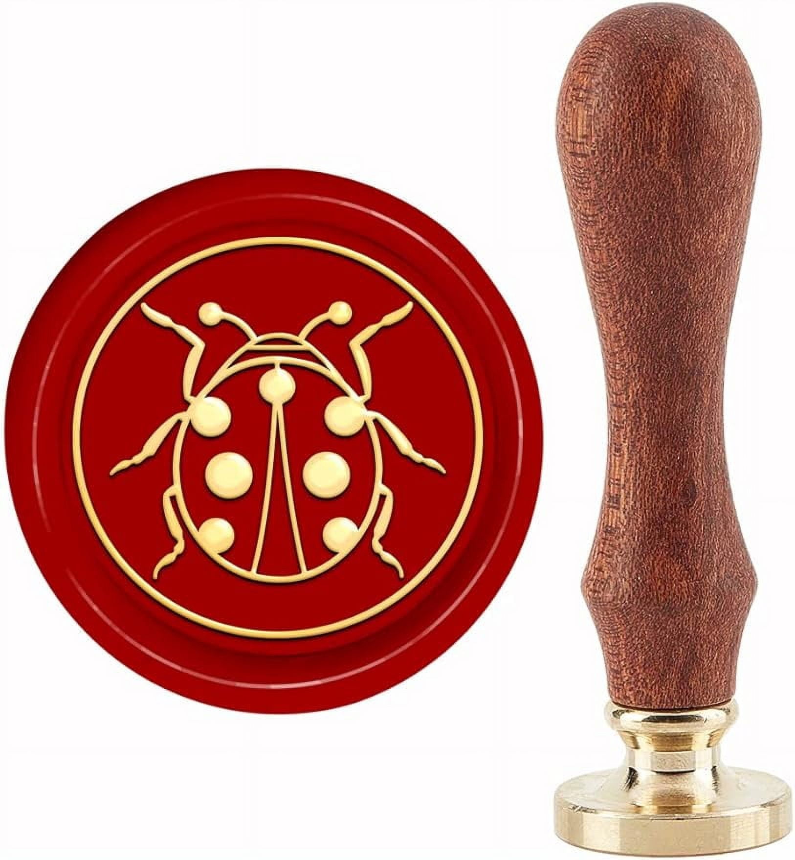 1Set Ladybug Brass Sealing Wax Seal Stamp Wood Handle 3.5x1.18 inch for ...