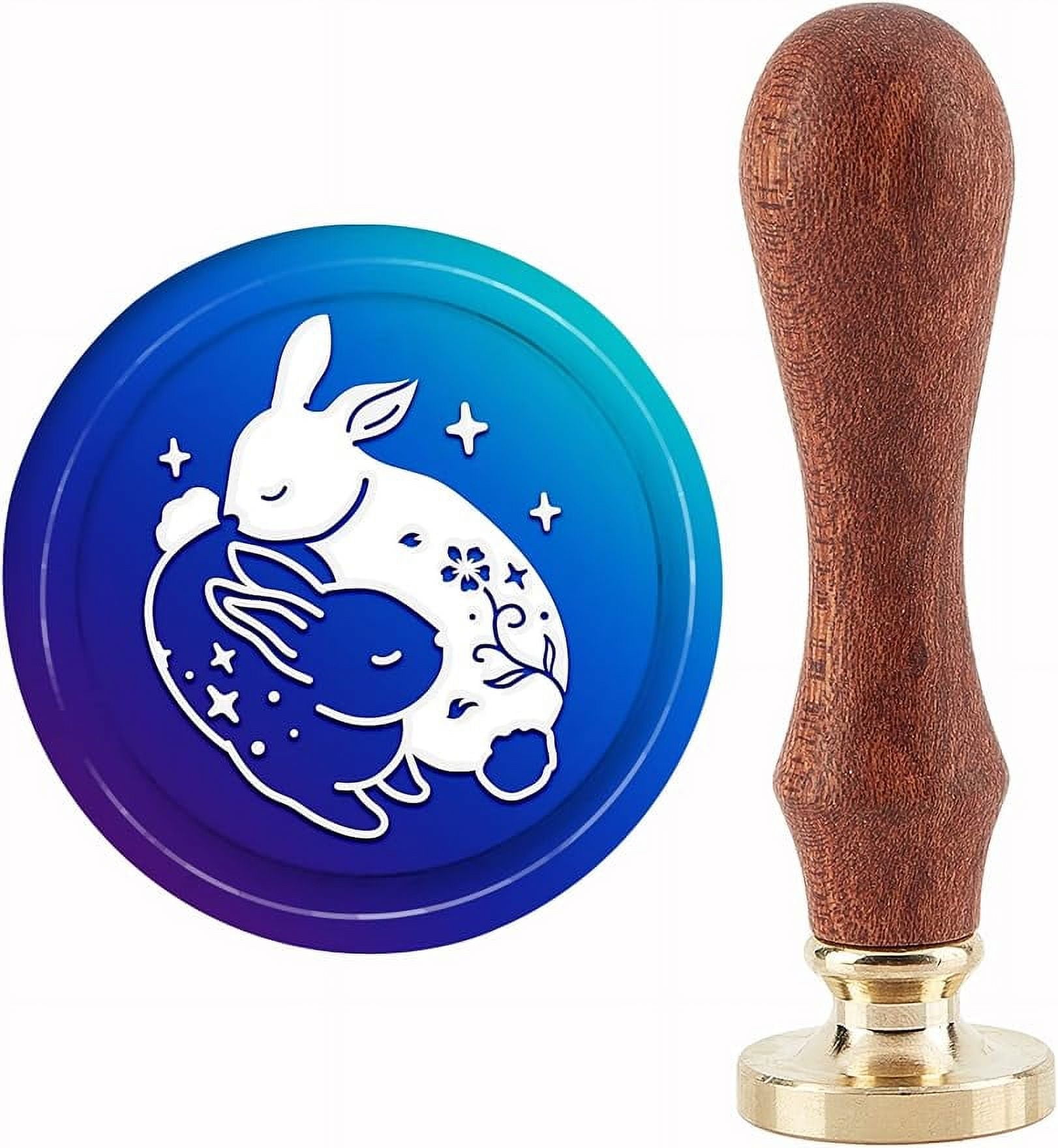 1PC Brass Sealing Wax Seal Stamp Removable Wood Handle Rabbit pattern ...