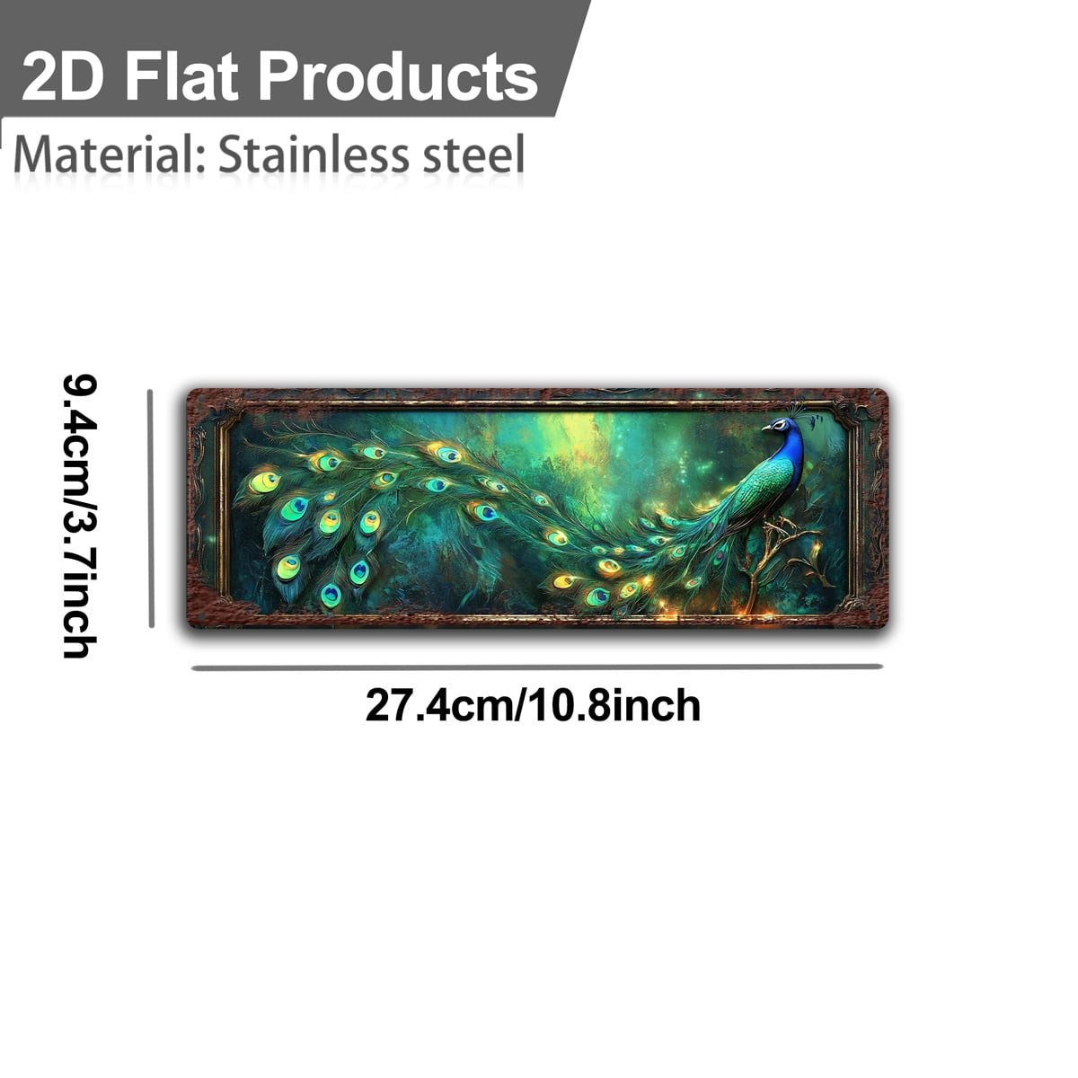 1PC Brilliant Peacock Art Collection, Stainless Steel Sign, 2D Flat ...