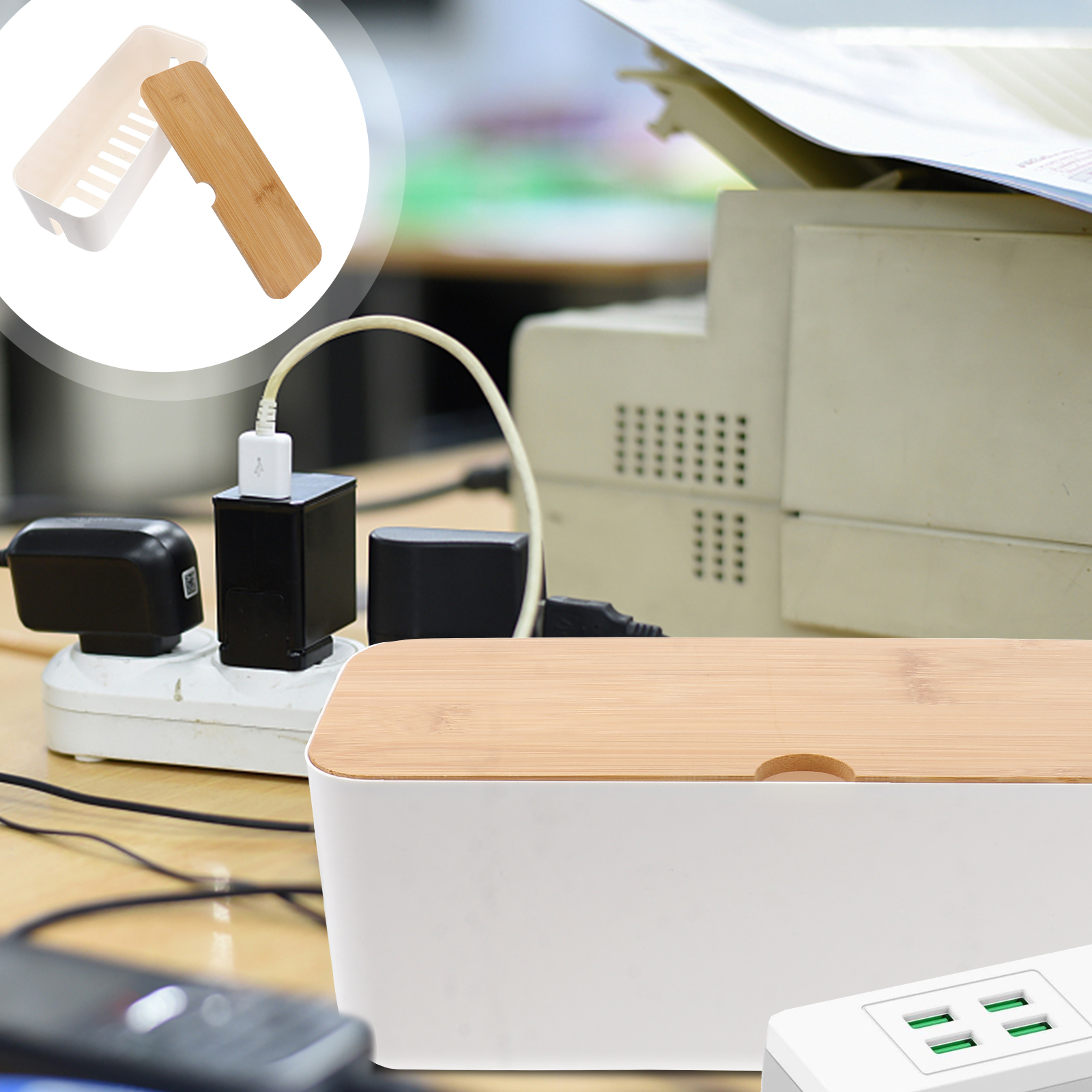 1PC Cable Management Box Socket Organizer Wire Management Strip Hider ...