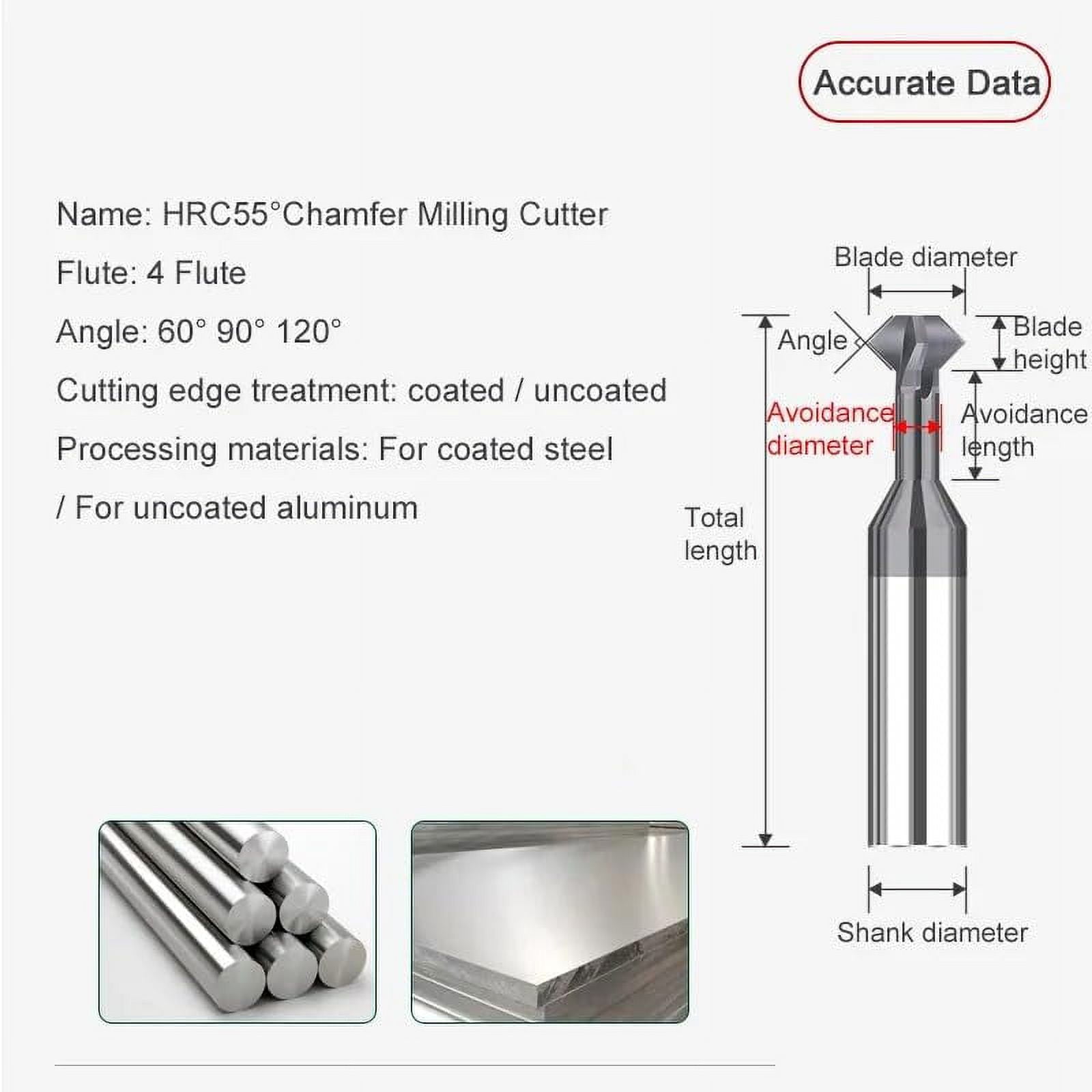 1PC Carbide Tungsten Steel Chamfering Cutter 60/120 /90 Degree Up and ...