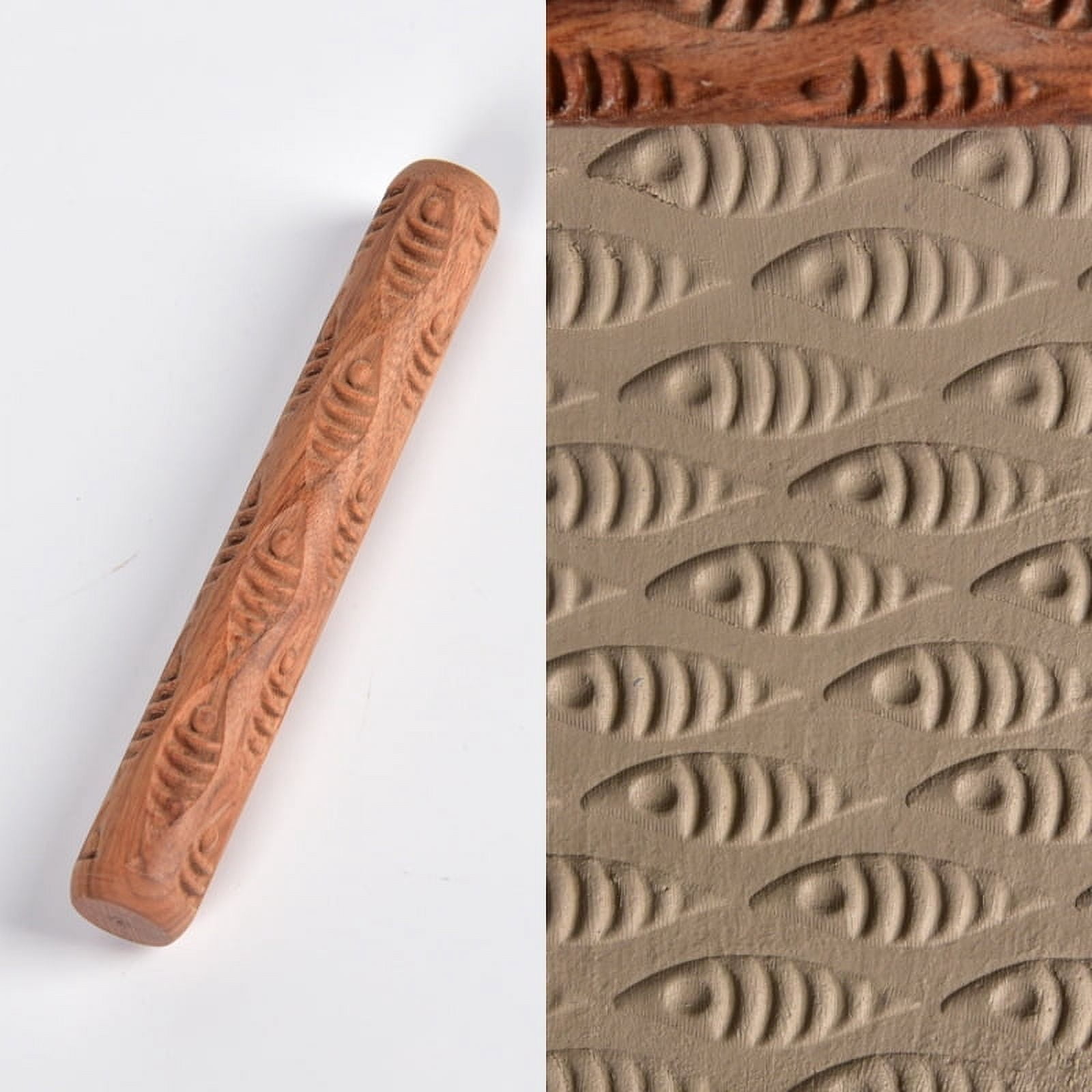 1PC Ceramic Tool Wooden Carving Pottery Wood Texture Mud Roller ...