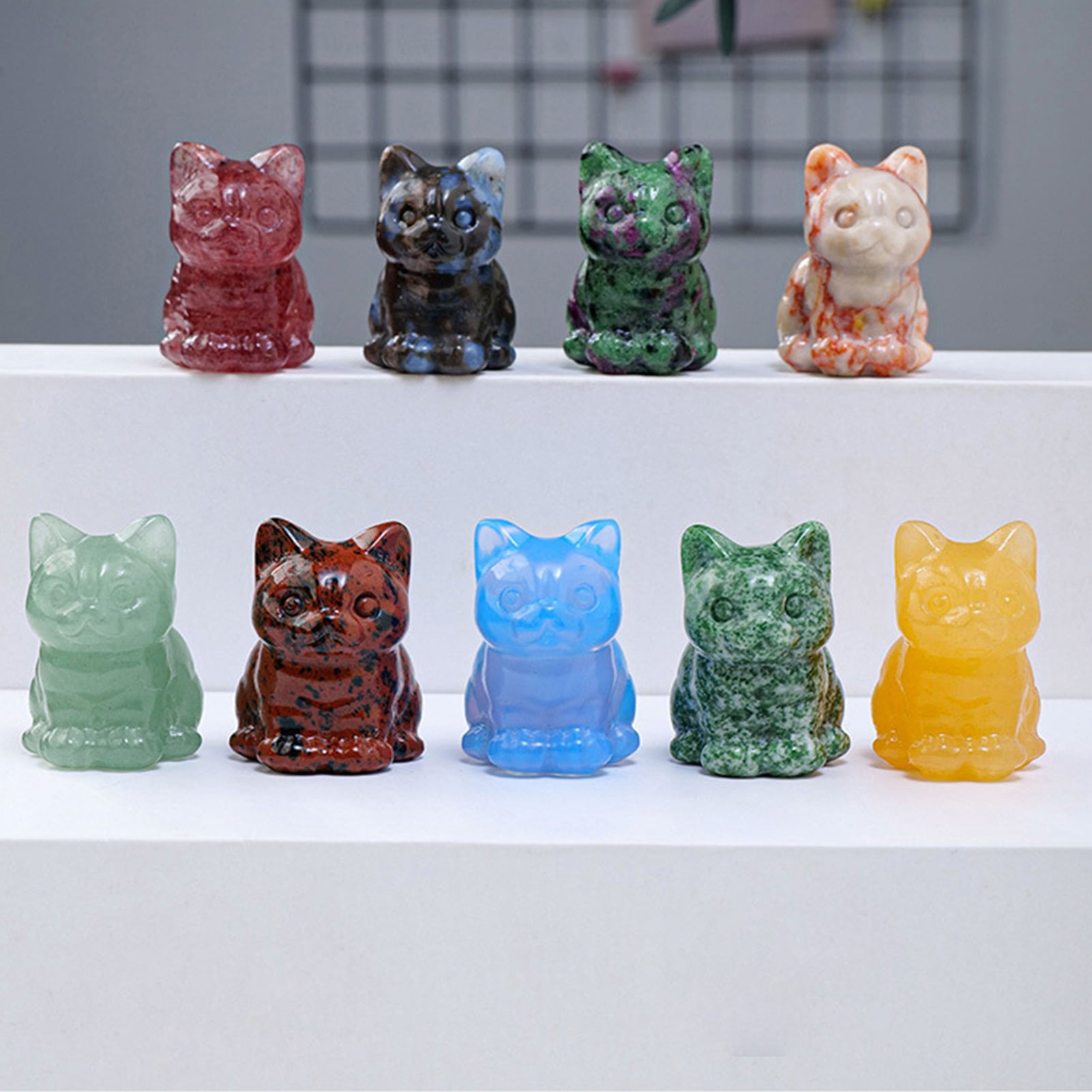 1PC Charming Miniature Faux Crystal Cat Statue Adorable Design, Rich ...