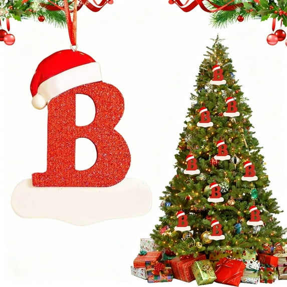 1PC Christmas Initial Letters Ornaments Personalized DIY Red Hat ...