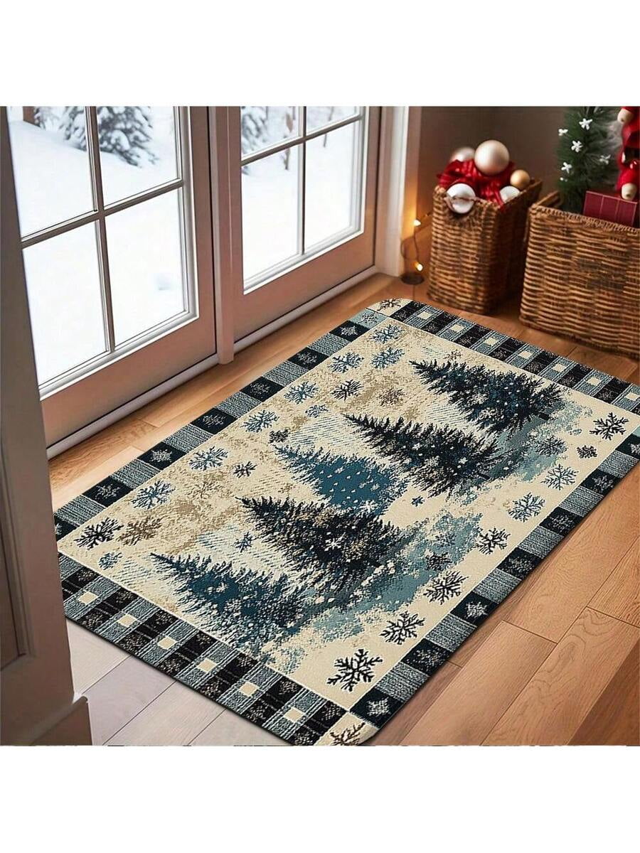 1PC Christmas Tree Doormat - Anti-Slip Thickened Flannel Indoor Floor ...