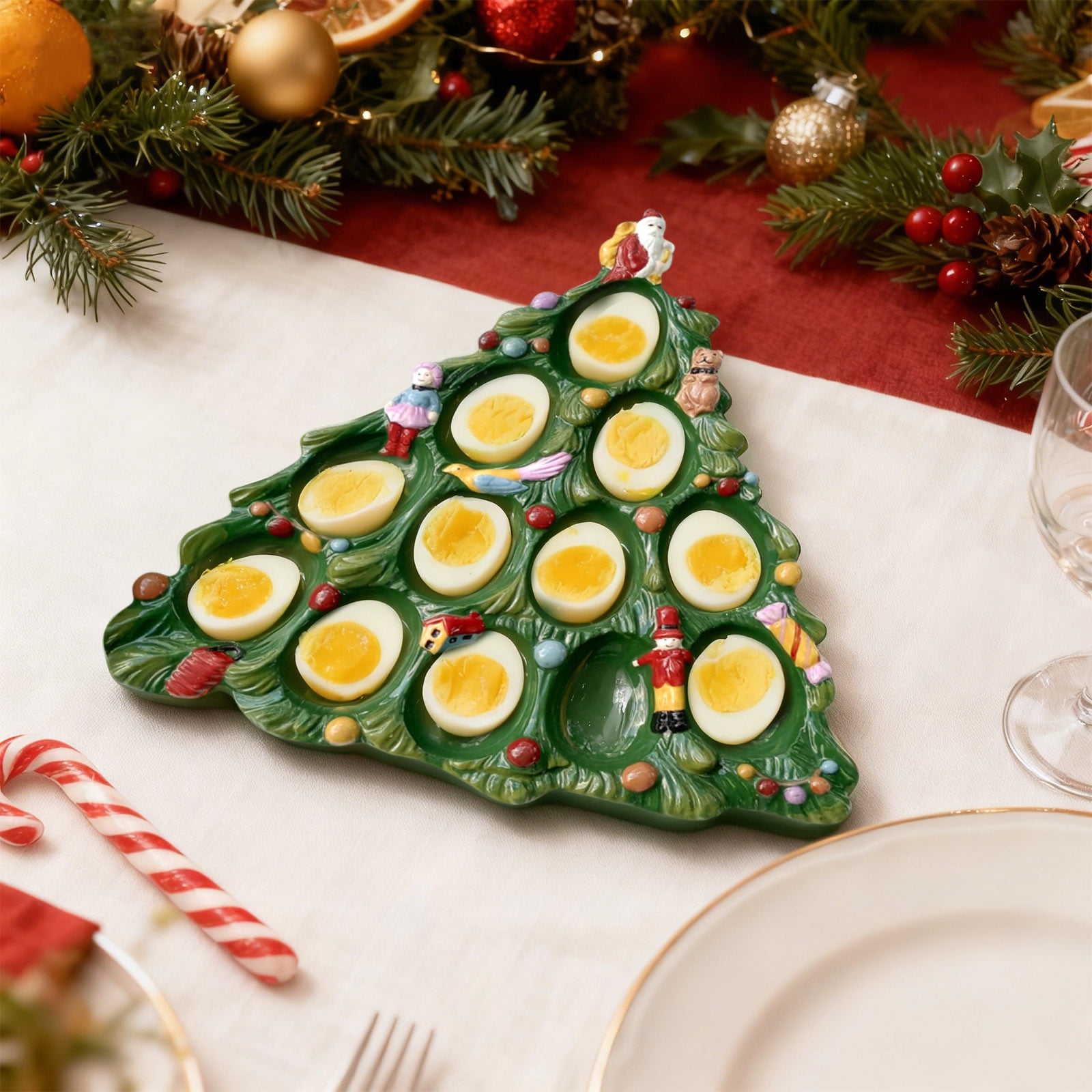 1PC Christmas Tree Shape Deviled Egg Trays Platters Holds 12 Holes ...