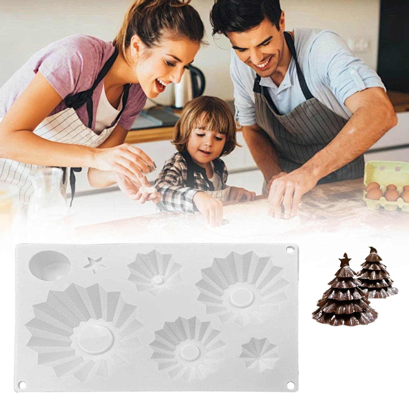 1PC Christmas Tree Silicone Mold, 6-Cavity Xmas Tree Chocolate Molds ...