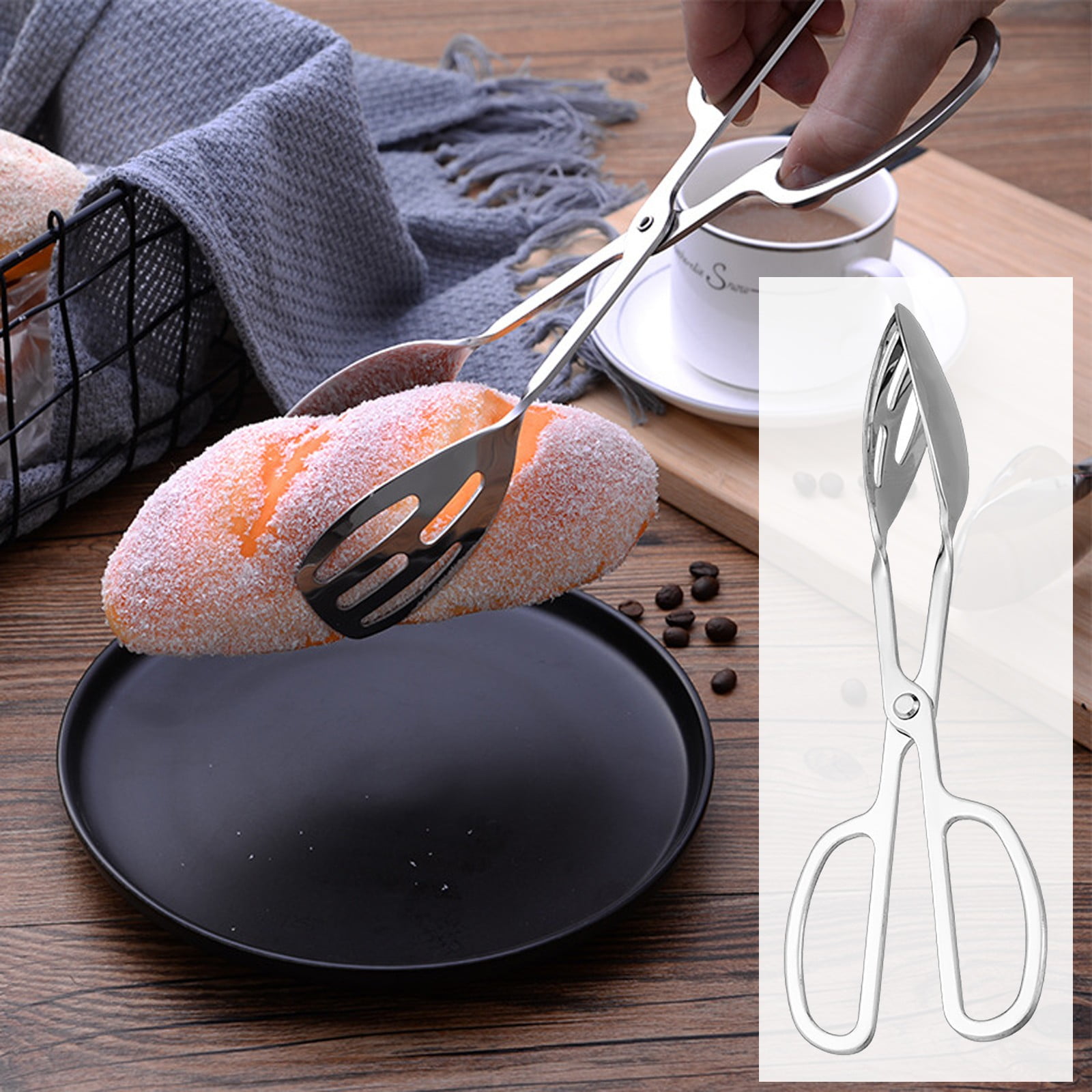 1PC Clip Steel Tongs Serving Tongs With Comfortable Grip Anti And ...