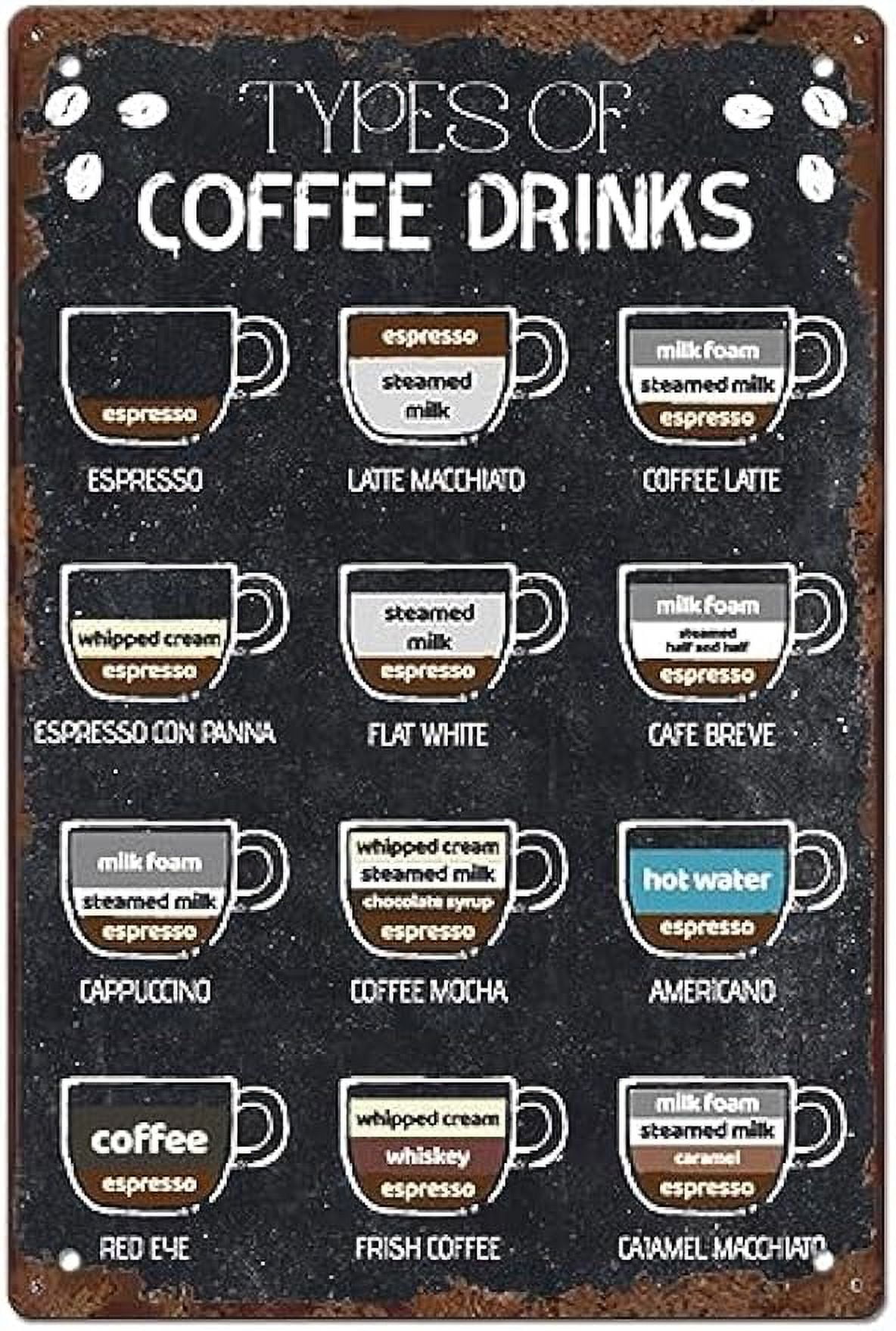 1PC Coffee Menu Metal Tin Signs Art Iron Rustic Wall Decor Coffee Signs ...