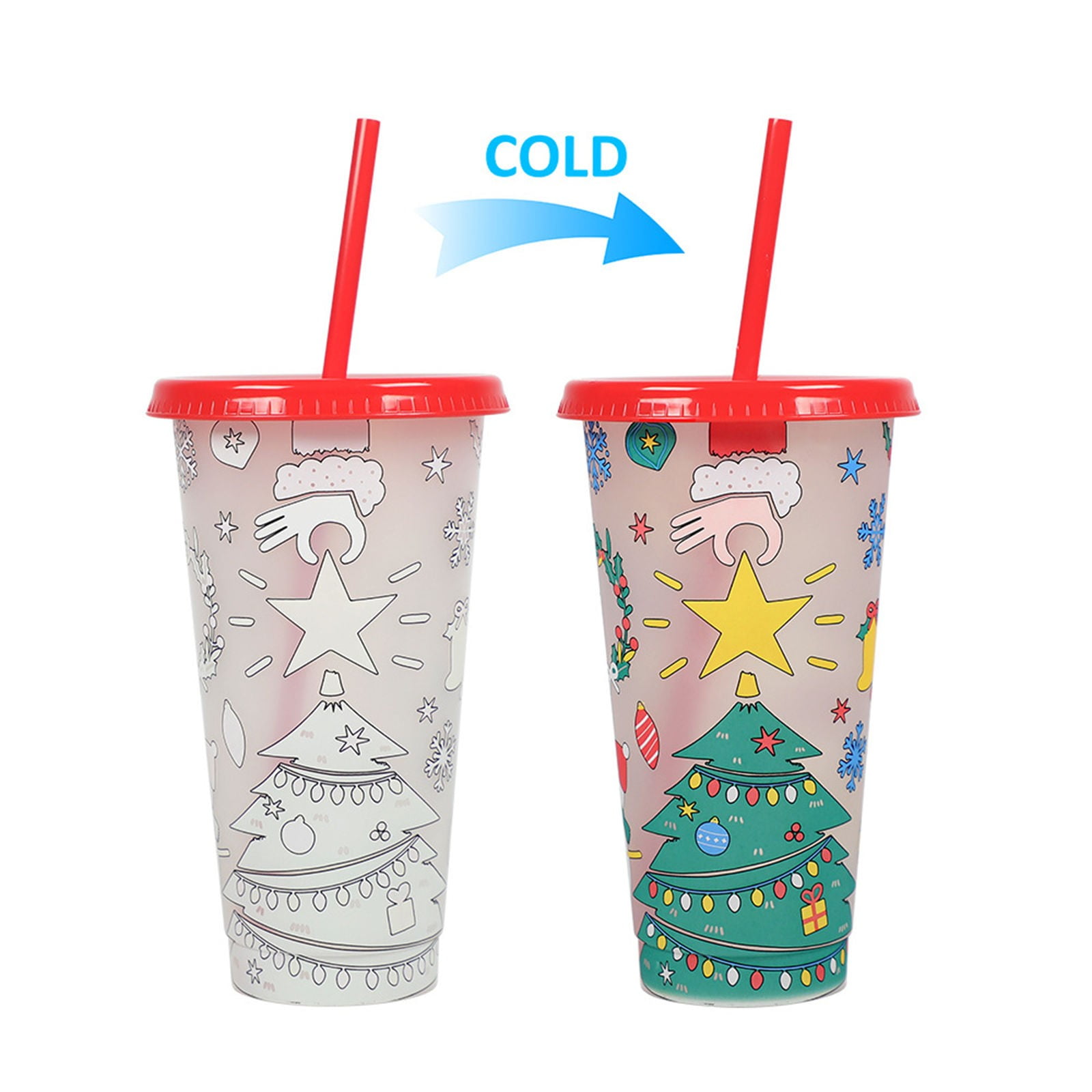 1PC Color Changing Cup Christmas Color Changing Cup PP Coffee Plastic ...