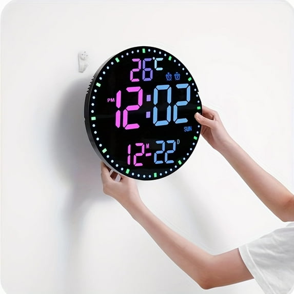 1PC Colorful Electronic Clock, Circular LED Mirror Clock, Countdown ...