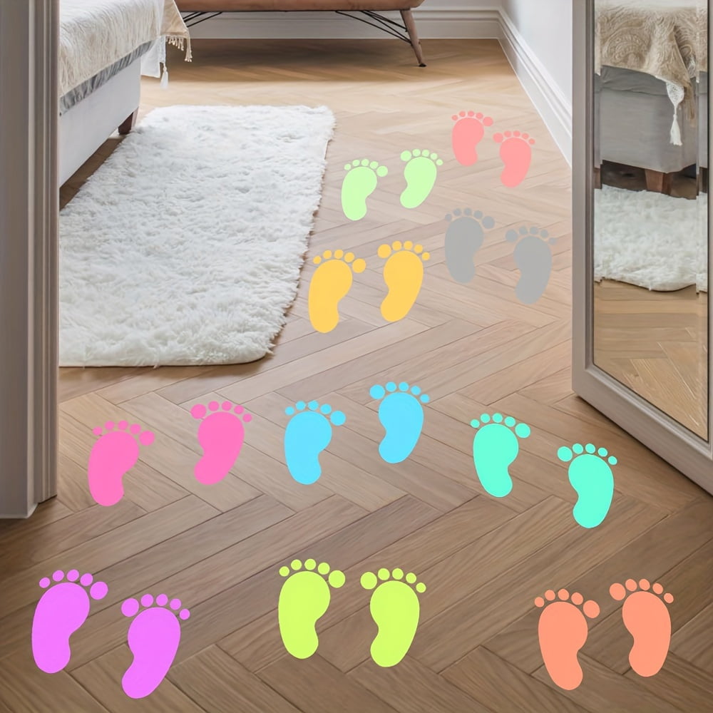 1PC Colorful Footprints Floor Decoration Sticker - Waterproof ...