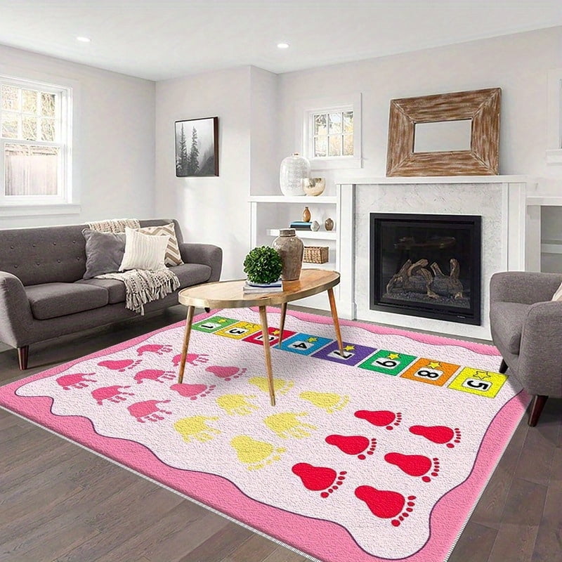 1PC Colorful Number and Footprint Area Carpet Local Carpet, Lightweight ...