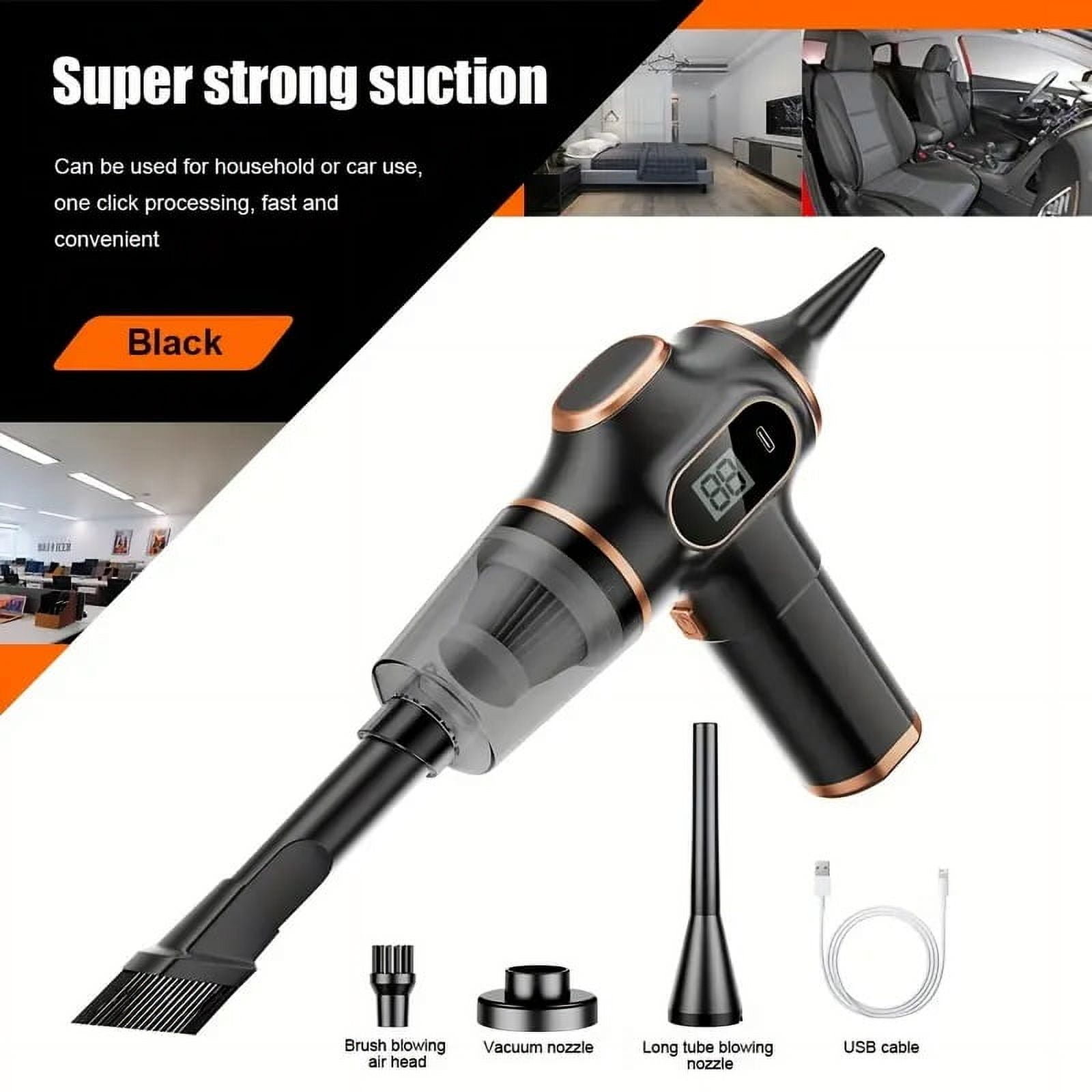 1pc Cordless Handheld Vacuum Cleaner USB Rechargeable High Power Long ...