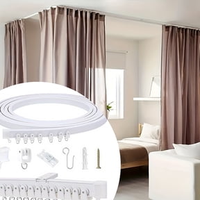 GXCZ Ceiling Curtain Rail With 2 Rows Of Pulleys, White Double Curtain ...
