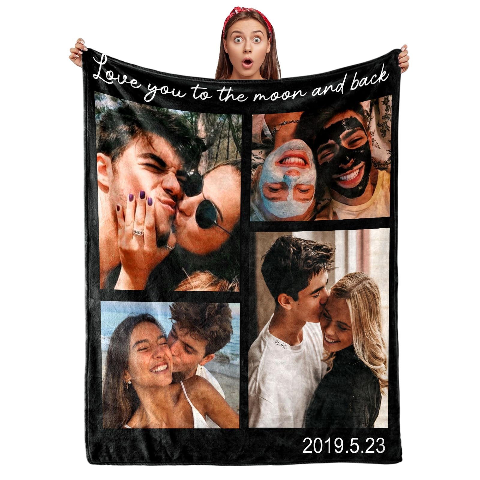 1PC Custom Personalized Blanket Personal 4 Photo Flannel Blanket ...