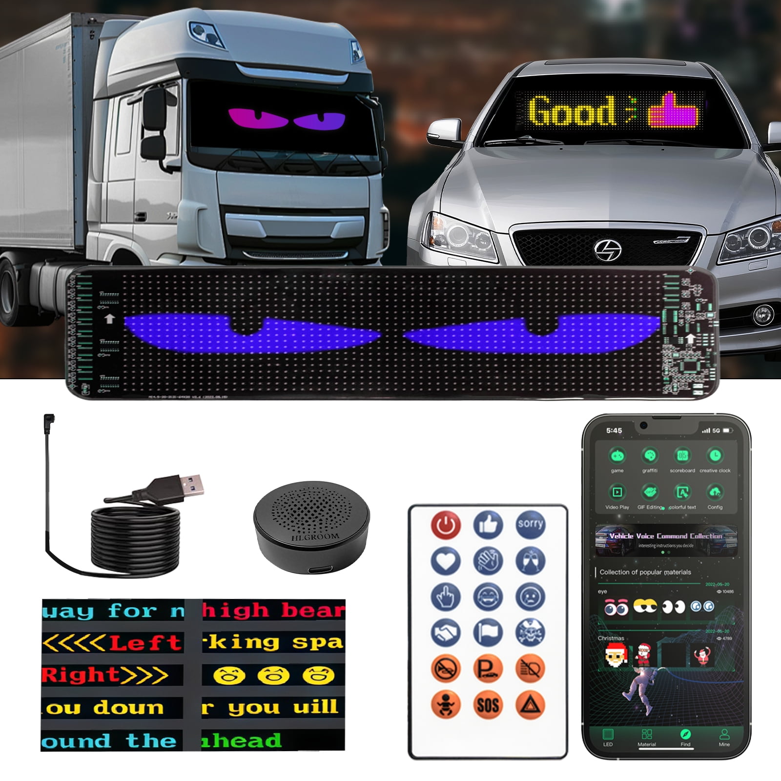 1PC Devil Eyes Light for Windshield 19.3"x4.3" Dynamic Semi Truck ...