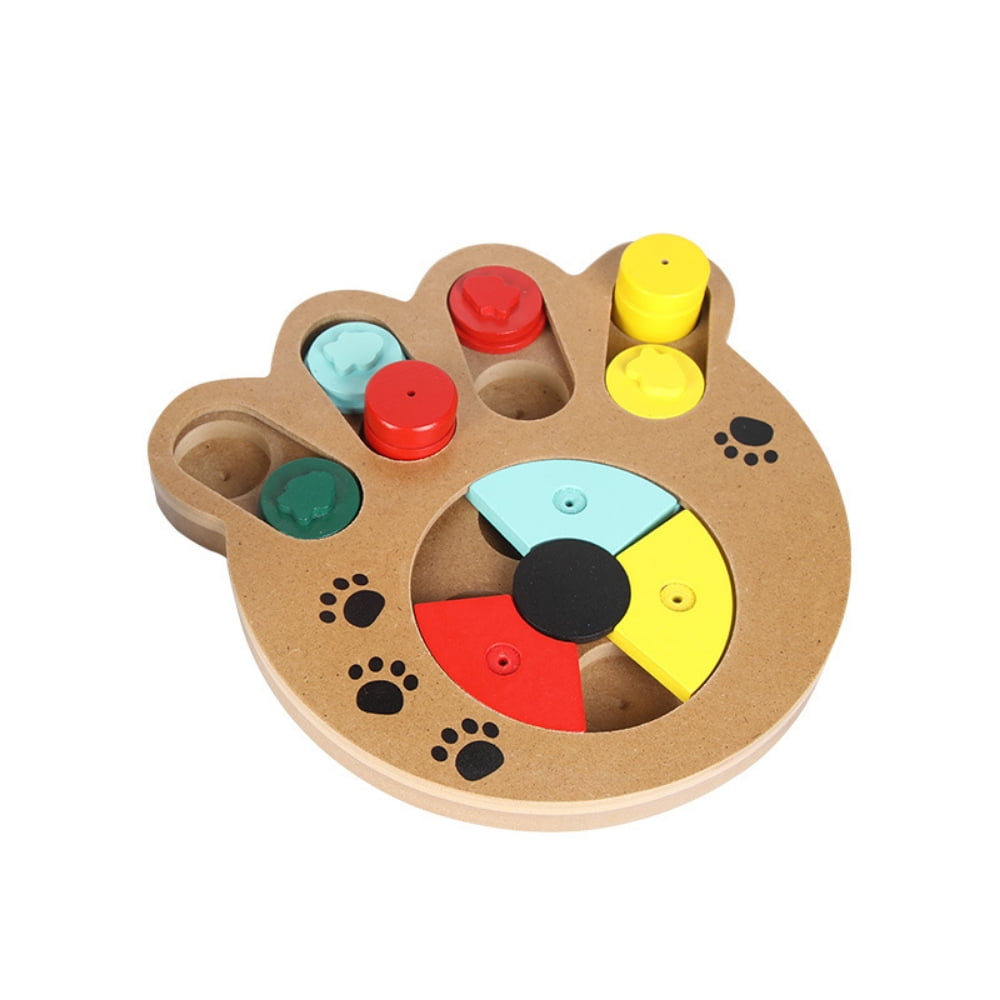 1PC Dog Educational Toys Puppy Foraging Food Wooden Bone Paw Shape ...