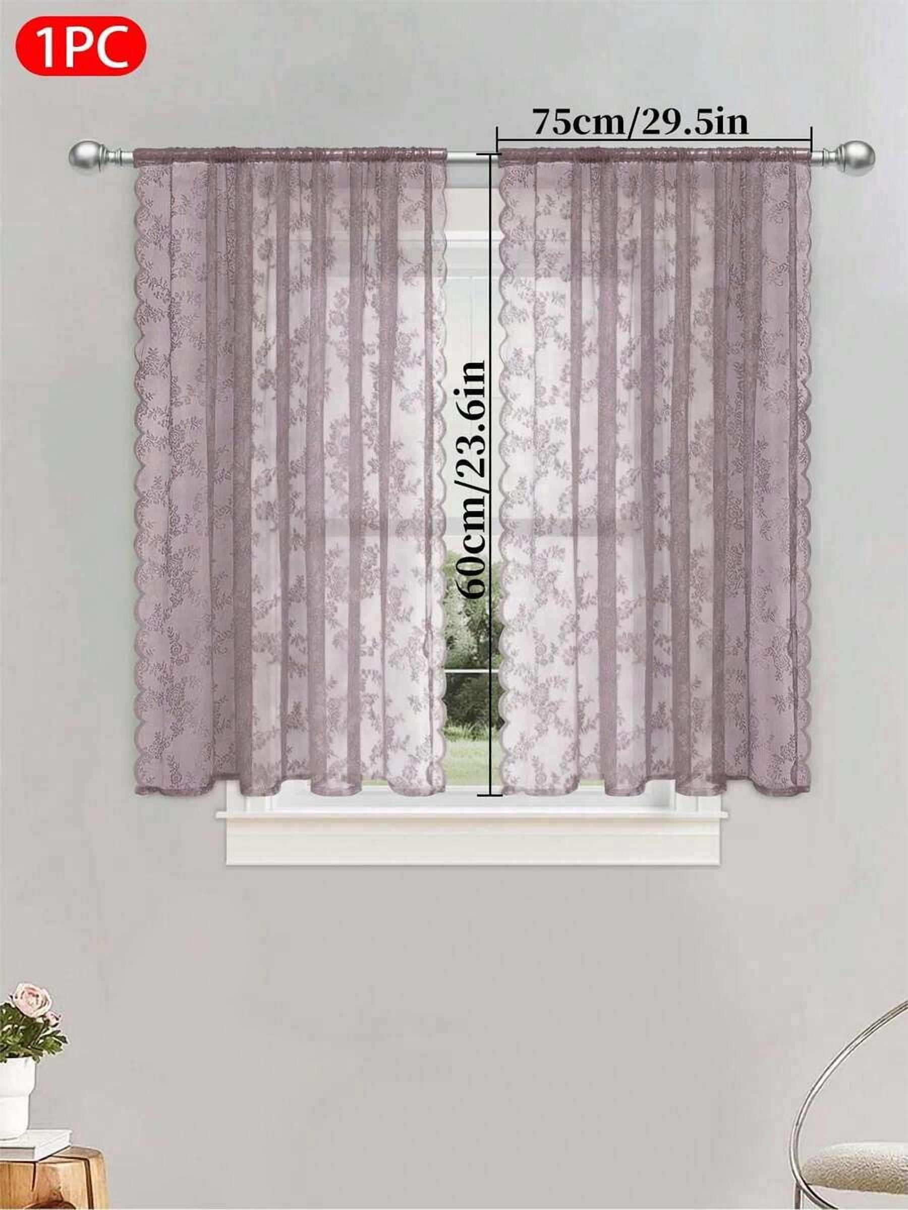 1PC Dusty Rose Floral Lace Sheer Curtain 30W X 24L (75x60cm) - Scallop ...