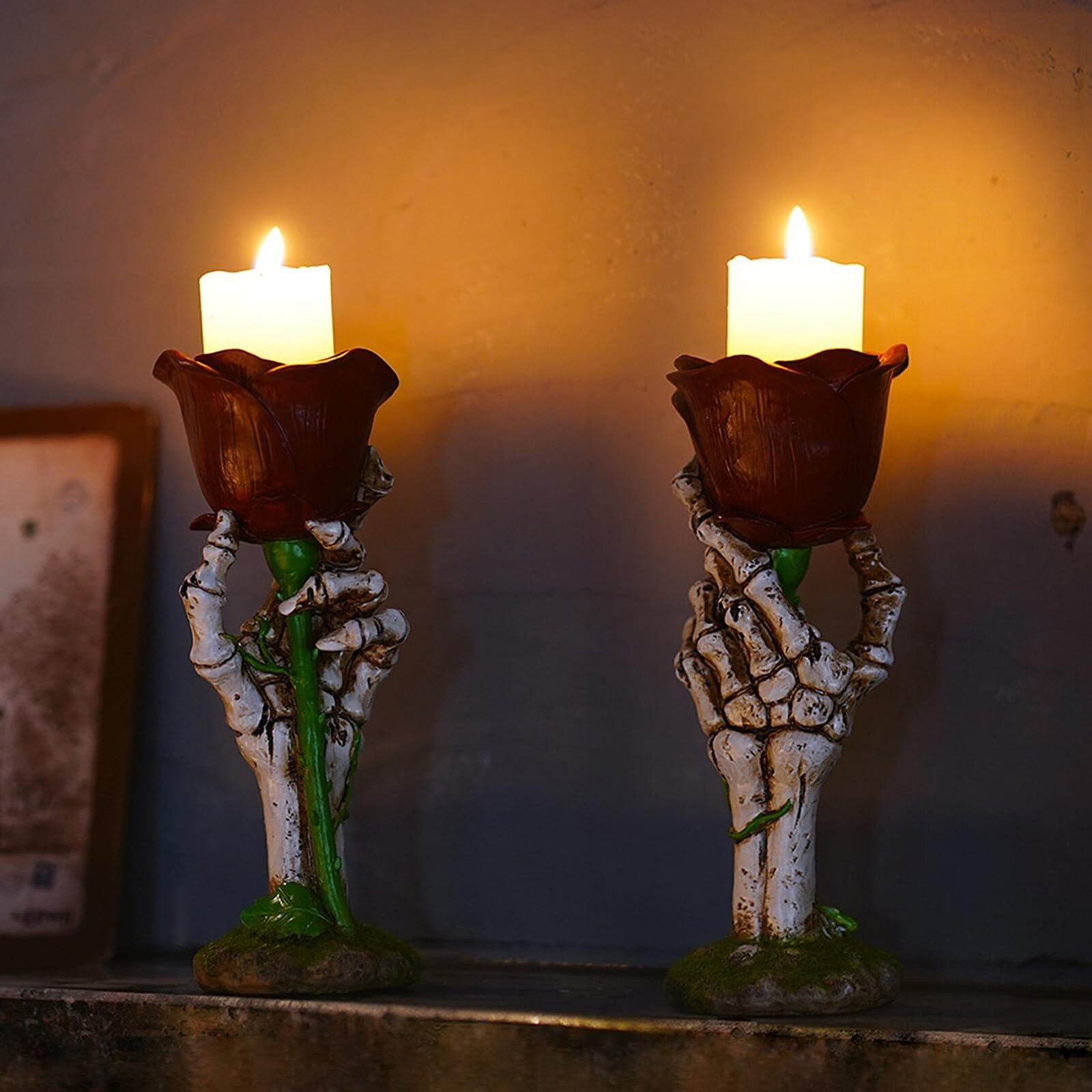 1PC Eternal Flame Skeleton Hand Candle Holder, Romantic Gothic Decor ...