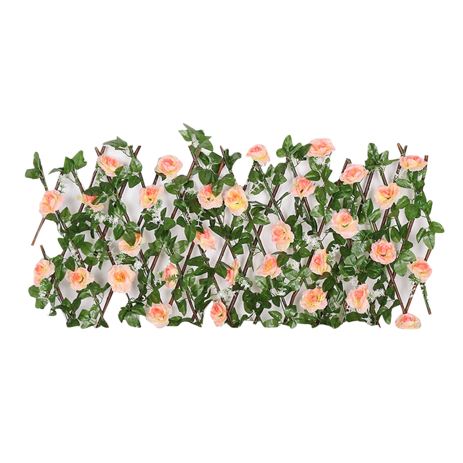 1PC Expandable Fence Privacy Screen, Artificial Rose Flower Faux Ivy ...