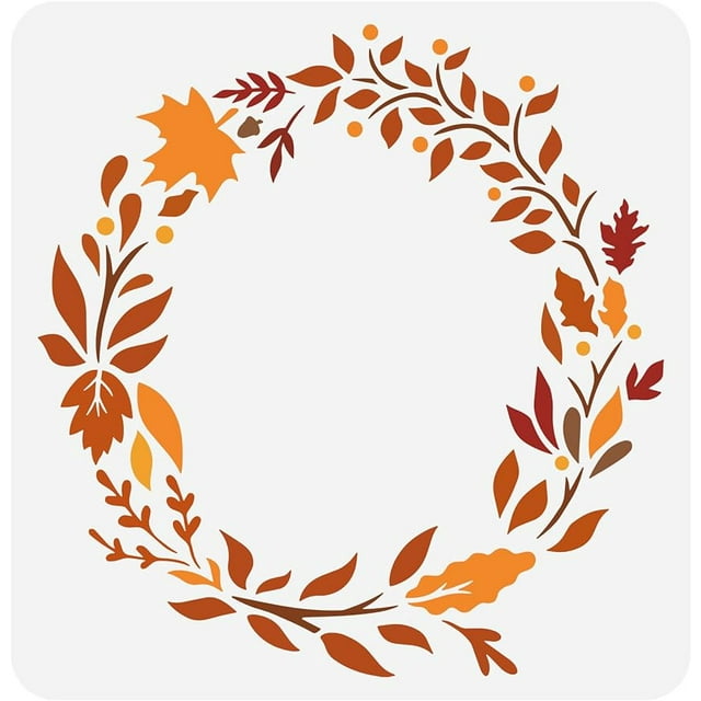 1PC Fall Leaves Laurel Wreath Stencil 11.8x11.8inch Reusable Laurel ...