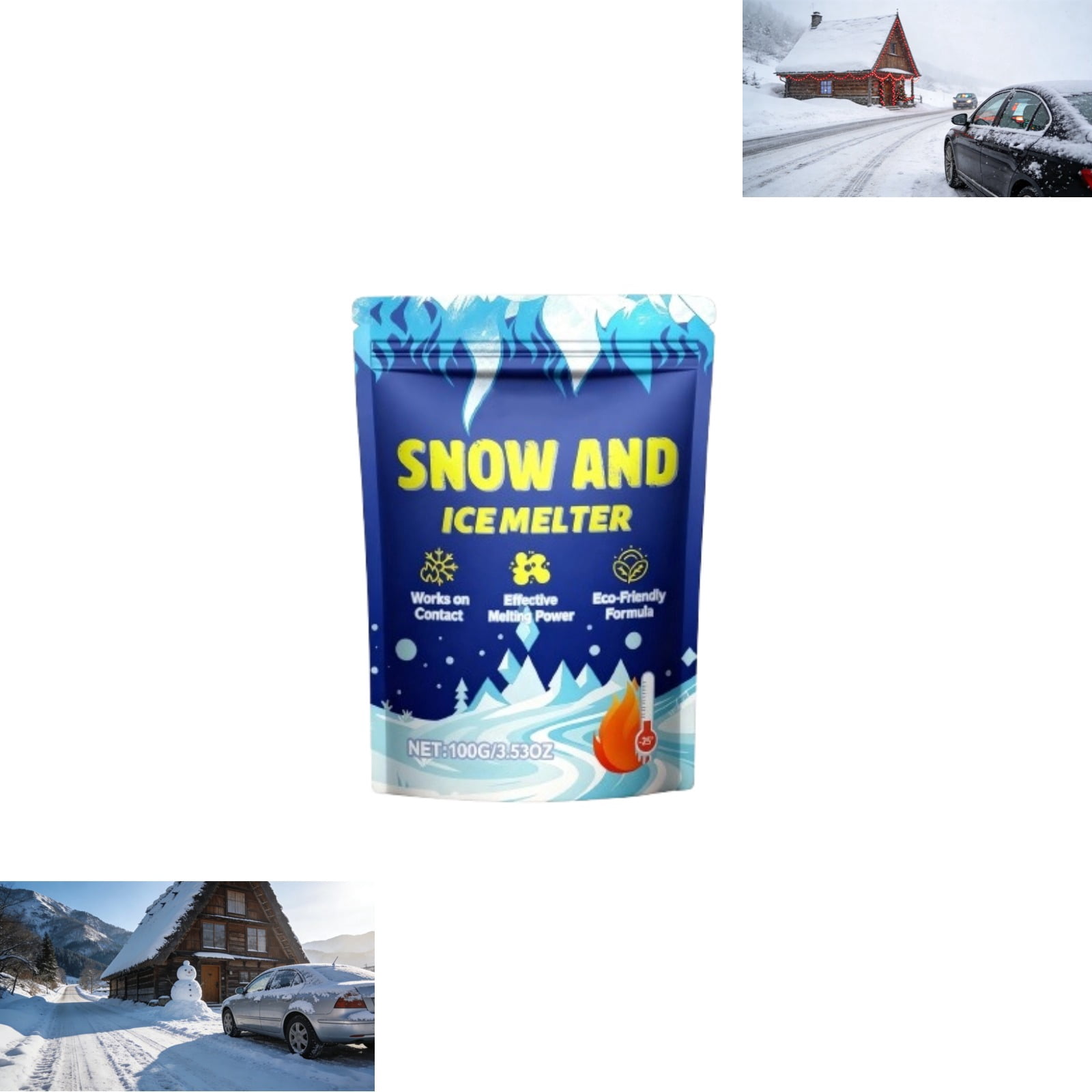 1PC Fast Acting Windshield De-Icer 100g Portable Ice Melt Eco-Friendly ...