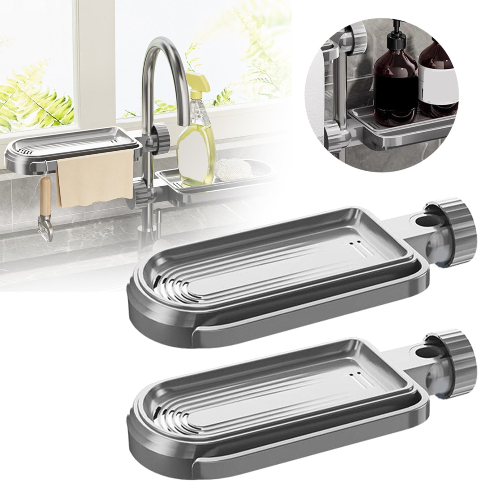 1PC Faucet Storage Rack Sink Sponge Shelf Drain Rack Hanging Storage ...