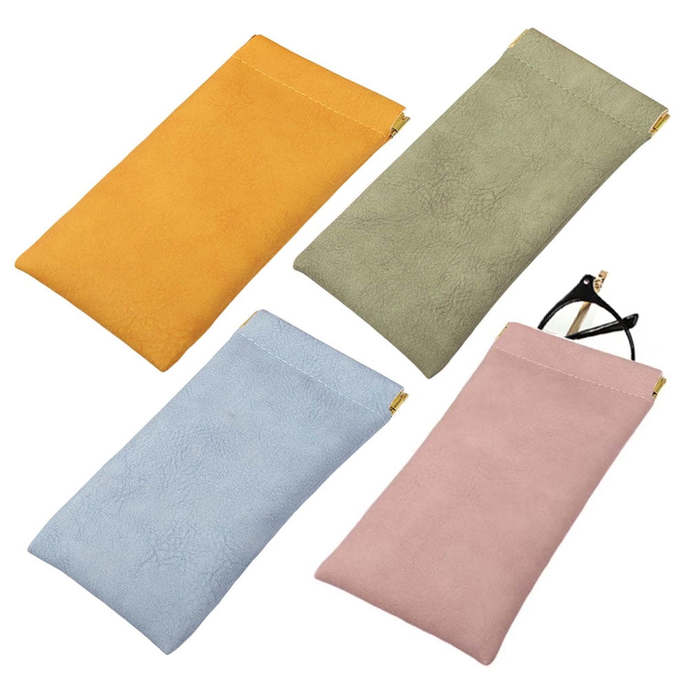 1pc Faux Leather Soft Sunglasses Case Squeeze Waterproof Portable Eyeglasses Pouch Glasses Bag
