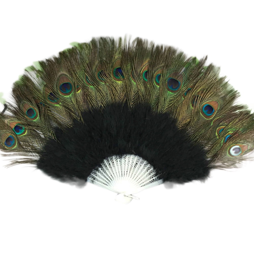 1PC Feather Fan Black Wedding Showgirl Dance Elegant Large Feather ...