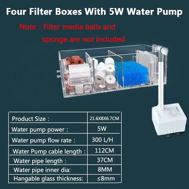 1PC Fish Tank Waterfall Filter Box Wall Mounted Built-in Silent ...