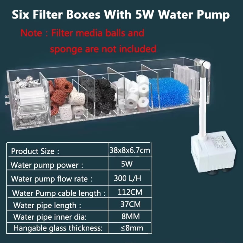 1PC Fish Tank Waterfall Filter Box Wall Mounted Built-in Silent ...
