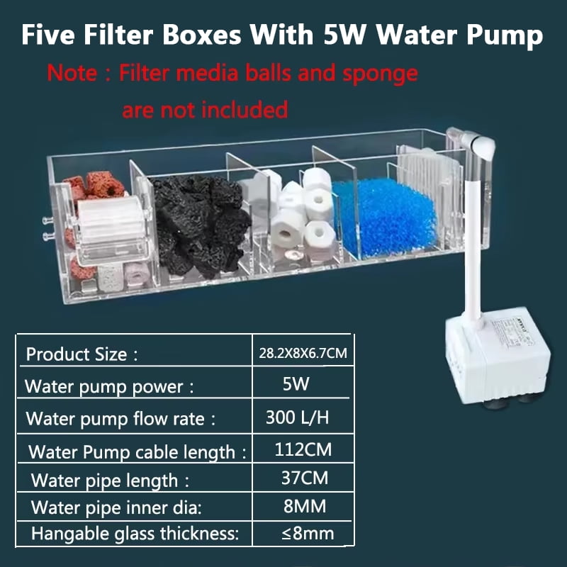 1PC Fish Tank Waterfall Filter Box Wall Mounted Built-in Silent ...