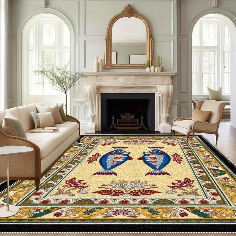 1PC Floral and Fish Patterned Area Carpet Local Carpet, Lightweight ...