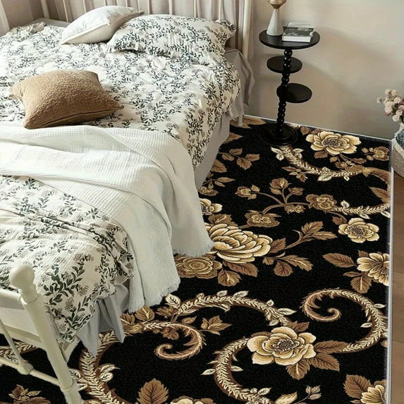 1PC Floral Pattern Area Carpet Local Carpet, Lightweight Washable Easy ...