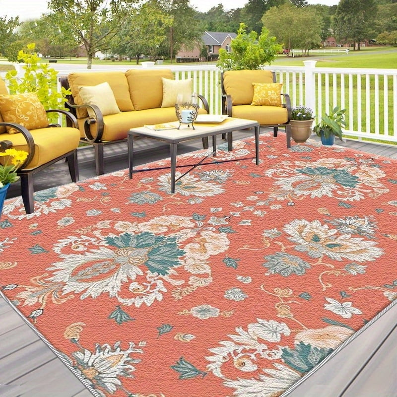 1PC Floral Pattern Area Rug Local Carpet, Lightweight Washable Easy-to ...