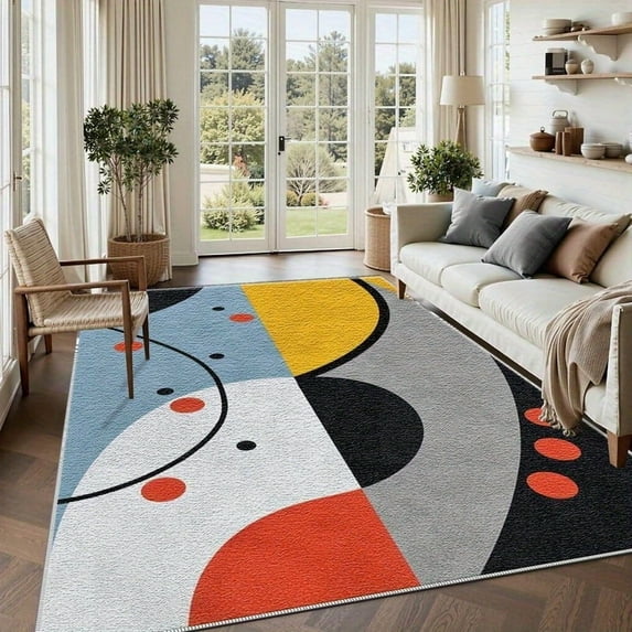 1PC Geometric Area Rug Partial Carpet, Lightweight Washable Easy-to ...