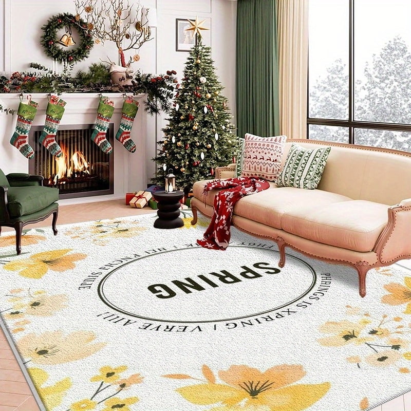 1PC Floral Patterned Area Rug Local Carpet, Lightweight Washable Easy ...