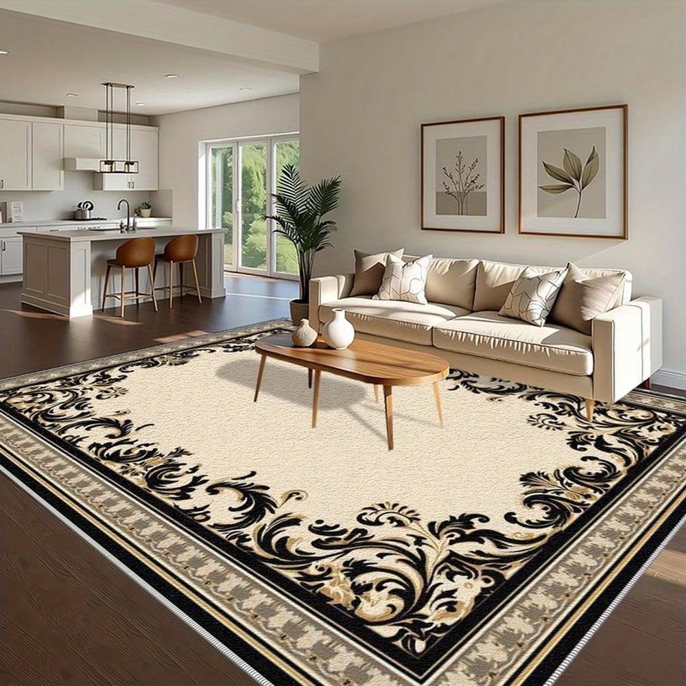 1PC Floral Patterned Area Rug Partial Carpet, Lightweight Washable Easy ...