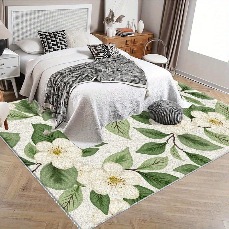 1PC Floral Style Regional Carpet Partial Carpet, Lightweight Washable ...