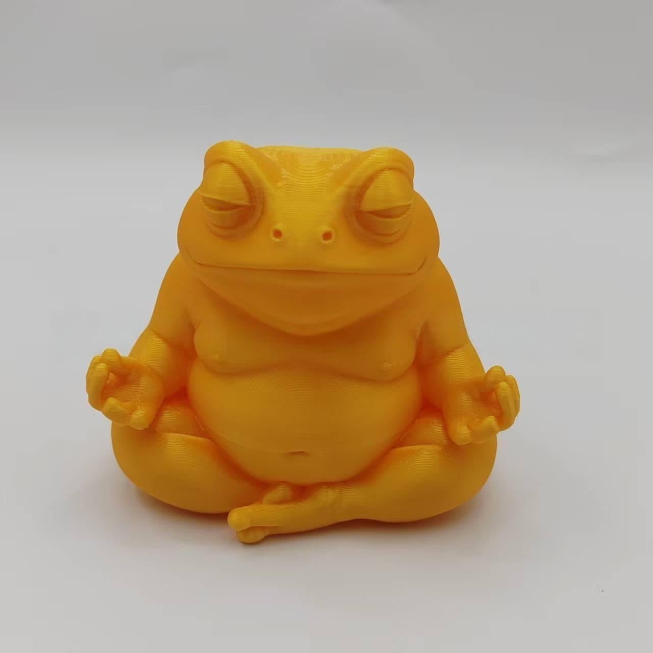 1PC GOLD 8CM 3D Printed Zen Meditation Frog Home Desktop Creative Decor ...