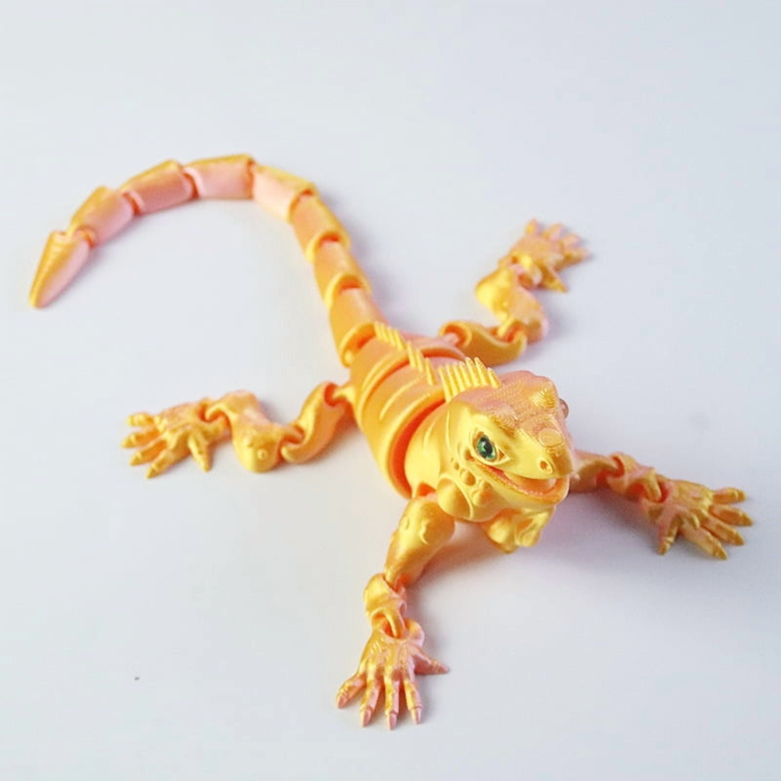 1PC GOLD 9.5CM 3D Printed Gecko Simulation Fully Articulated Figurine ...