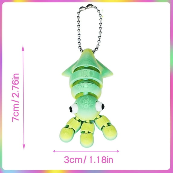 1PC GREEN 7CM 3D printed octopus and squid keychains, backpacks, car ...