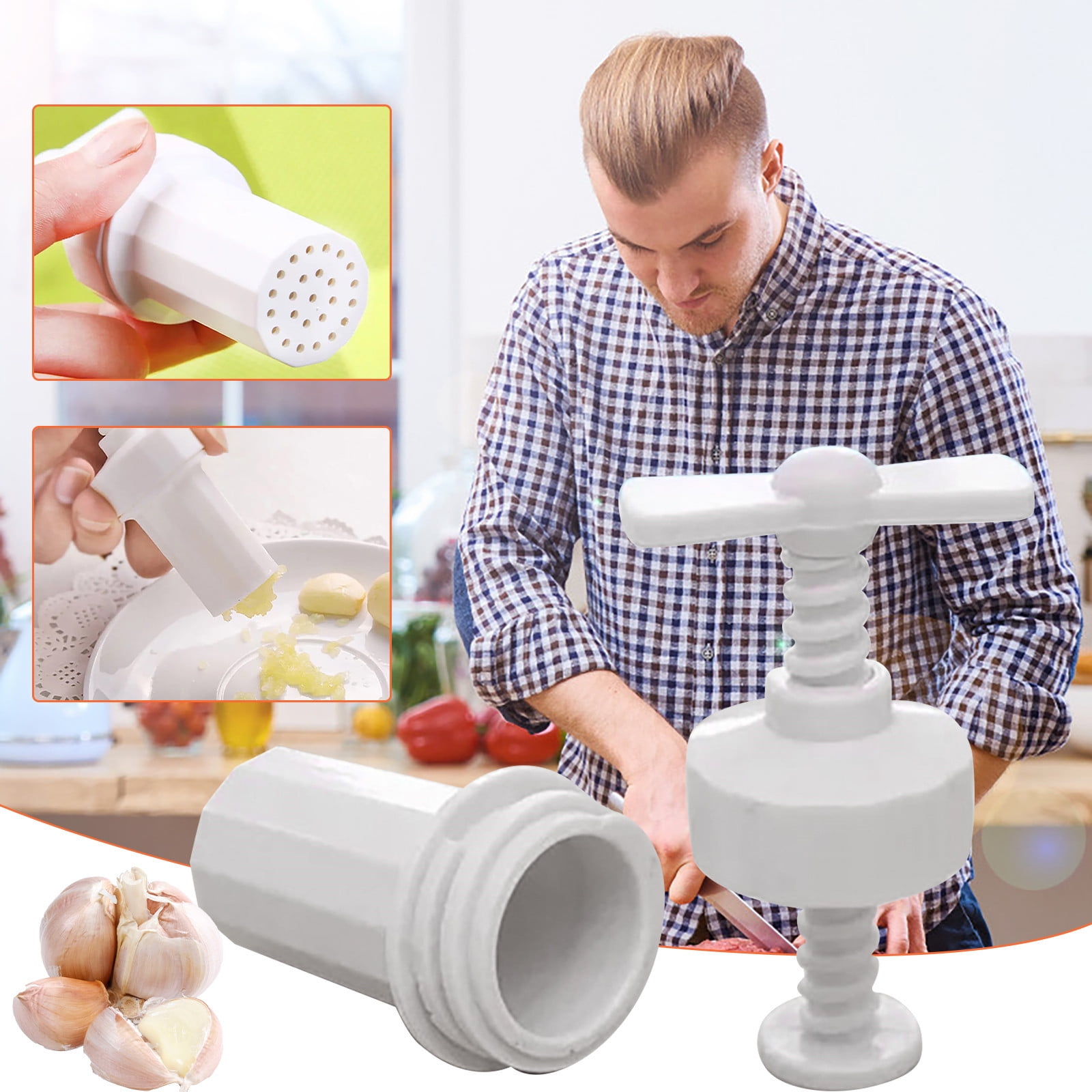 1PC Garlic Pressing Tool Useful Garlic Crusher Sharpener Plastic Case ...