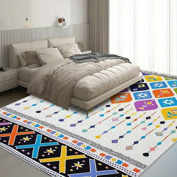 1PC Geometric Area Rug Partial Carpet, Lightweight Washable Easy-to ...